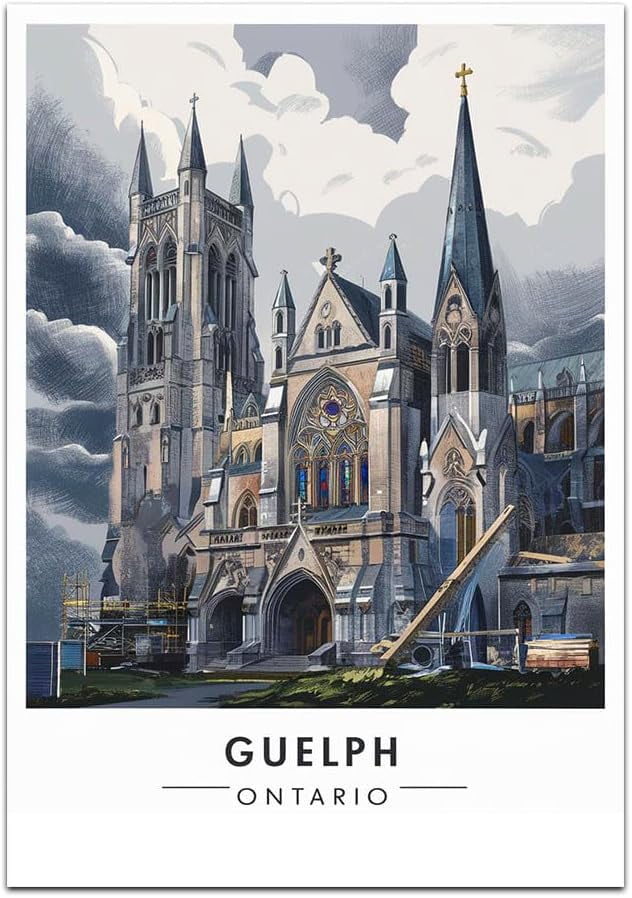 Guelph Map Retro Style Travel Canvas, Guelph Map Vintage Rustic Canvas ...