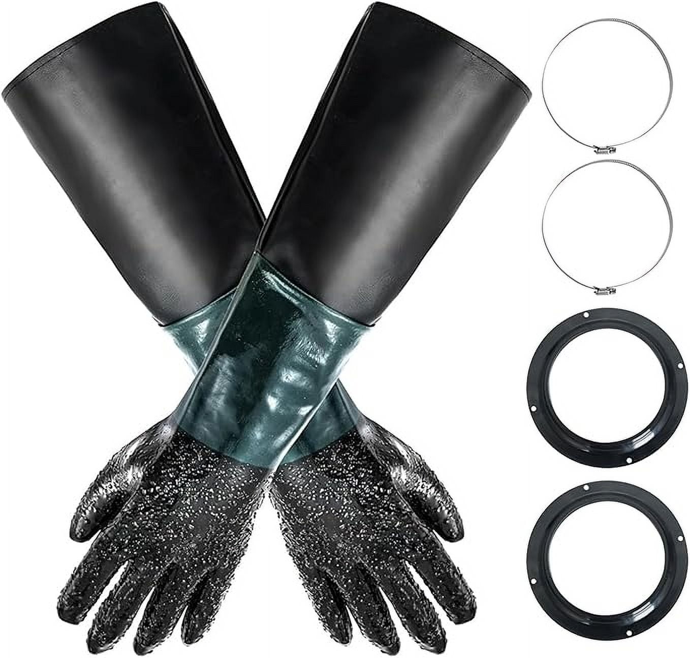 Guerkuk Sandblasting Gloves | 1 Pair 23.6" Blasting Gloves with O Rings ...