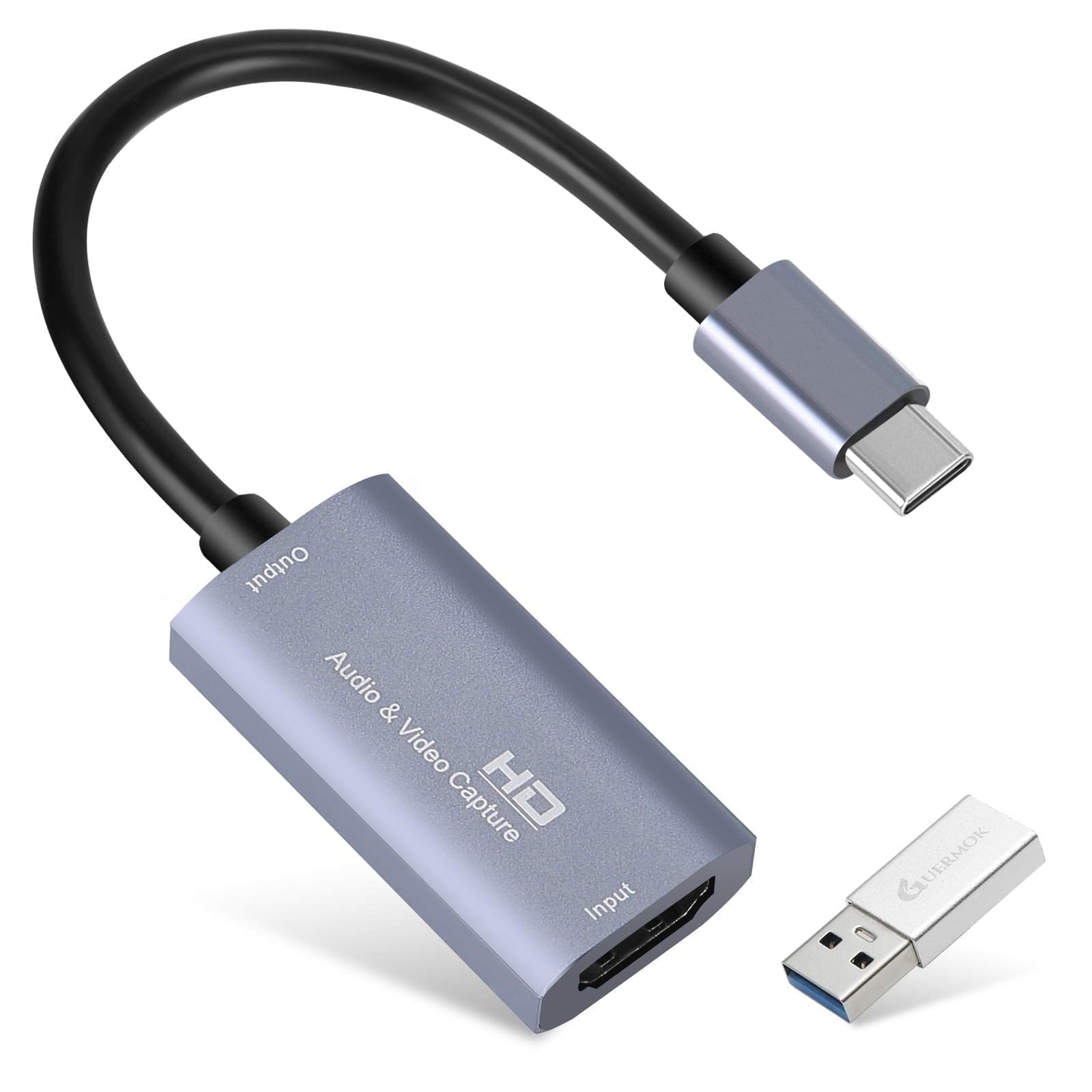 GUERMOK HDMI Video Capture Card 4K/30Hz to 1080P/60Hz, USB 3.0 & USB-C ...