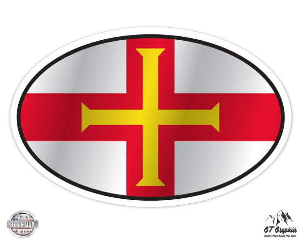Guernsey Flag Oval - 7" Vinyl Sticker - For Car Laptop I-Pad ...
