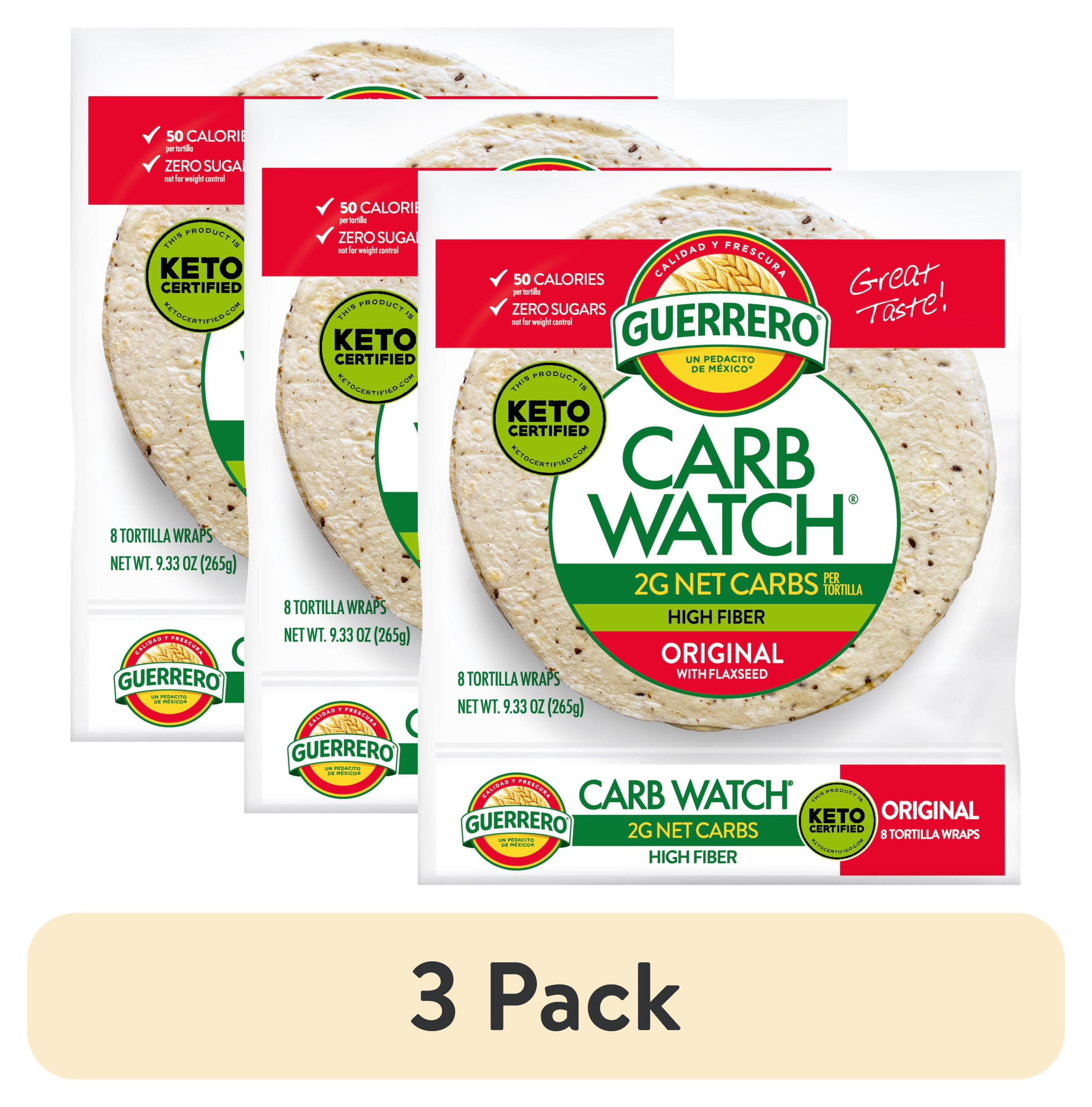(3 pack) Guerrero Carb Watch Original with Flaxseed Flour Tortillas, 8 ...