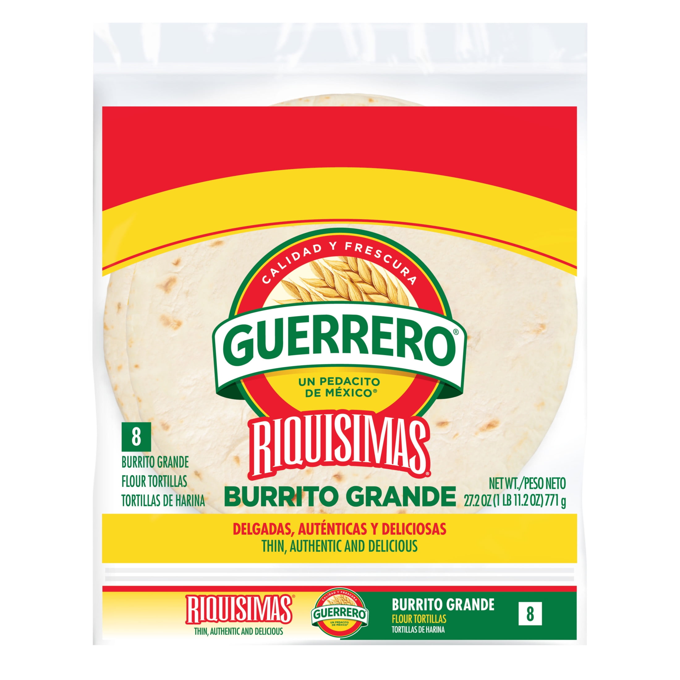Guerrero Flour Tortillas Burrito Size 8 Count Soft Authentic Mexican ...