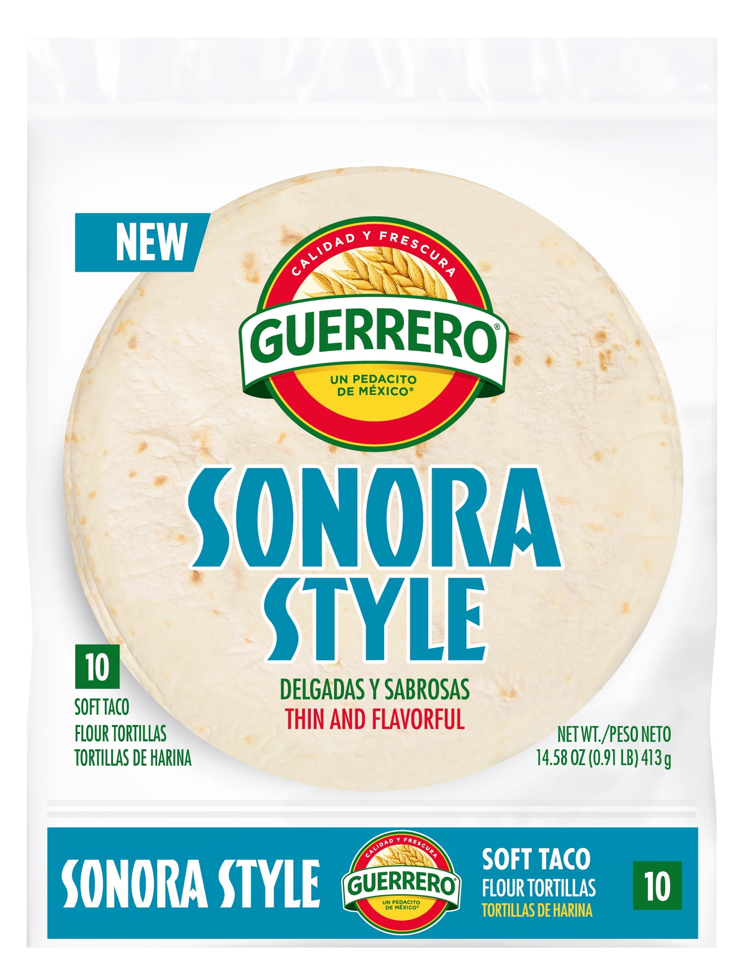 Guerrero Sonora Style Tortillas - 8.0" Soft Taco - 10 Count, 14.58 oz ...