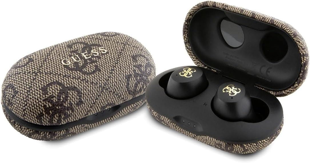 Guess 4G Metal Logo True Wireless Earbuds with Charging Case Brown ...