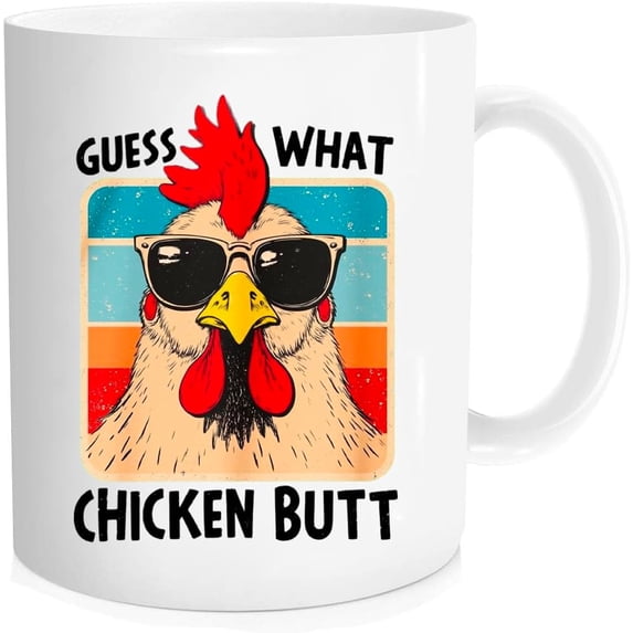 Guess What Chicken Butt Funny Chicken Meme Coffee Mug, Gift for Men ...