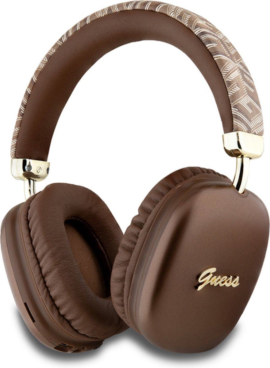 Guess GCube Metallic Script Logo On Ear Wireless Headphone Brown ...