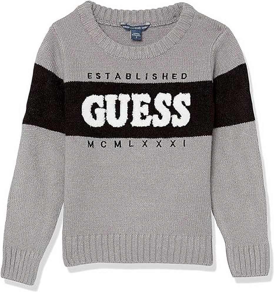 Guess GRAY Big Boys Soft Blend Embroidered Chenille Logo Sweater, US 18 ...