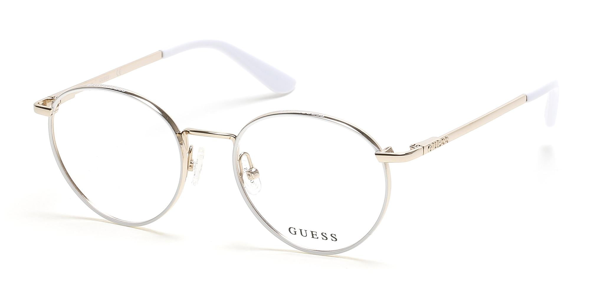 Guess GU2725 024 Women's White/Other Metal Oval Frame Eyeglasses ...