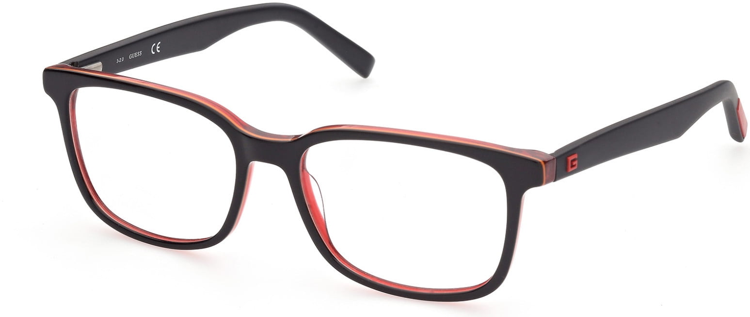 Guess GU50034 005 Men's Full Rim Black and Red Frame Eyeglasses ...