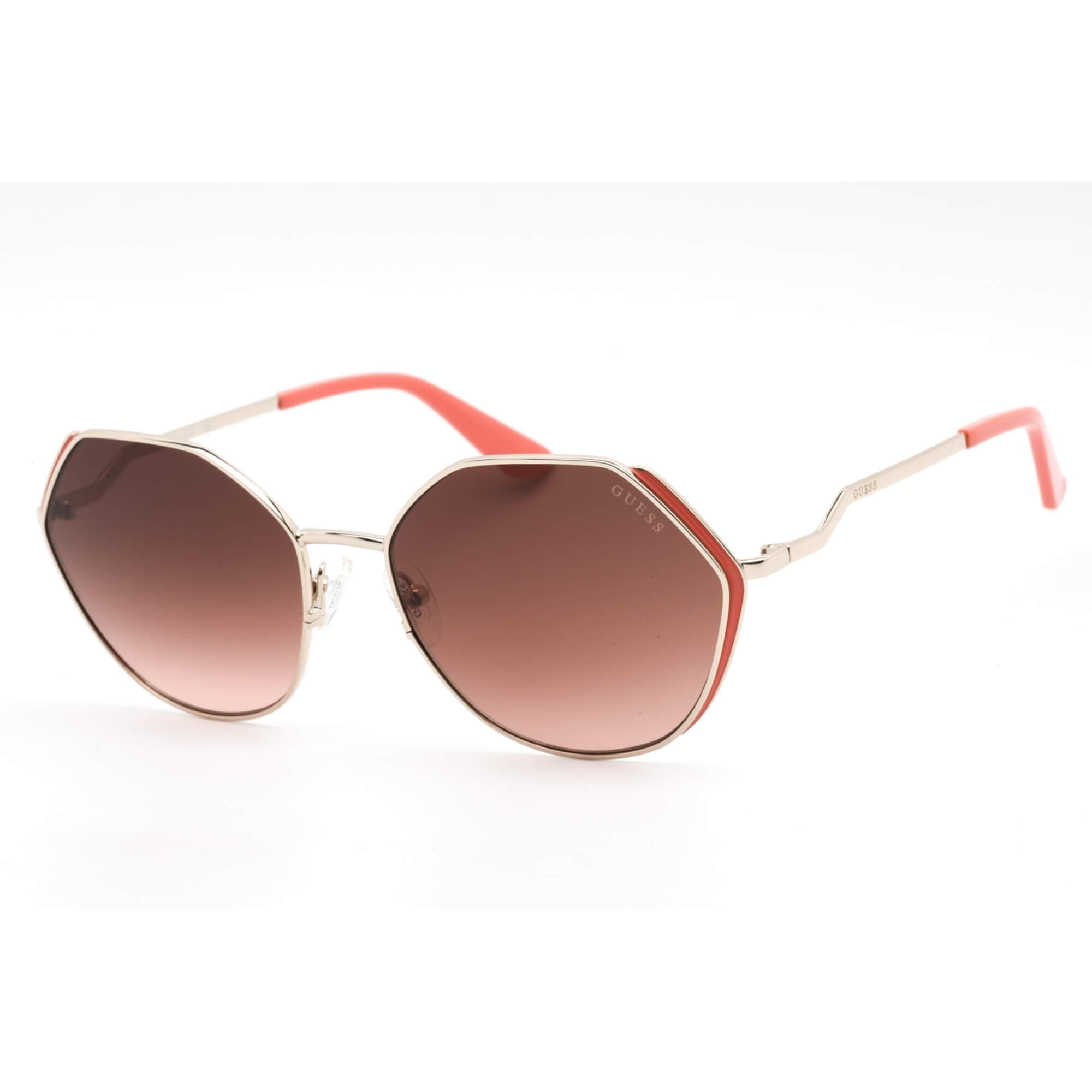 Guess GU7842 32F Women's Gold/Red Geometric Frame Sunglasses - Walmart.com