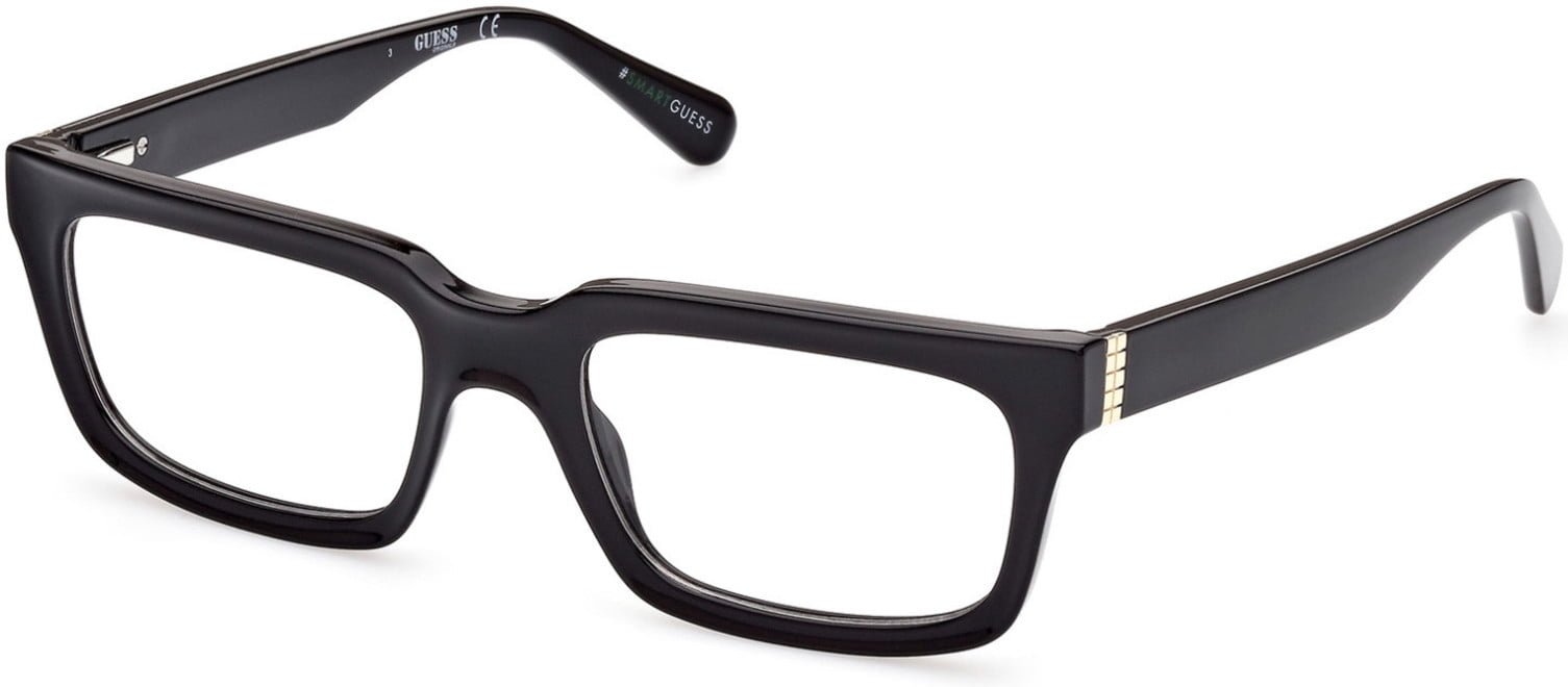 Guess GU8253 001 Unisex Shiny Black Rectangular Frame Eyeglasses ...