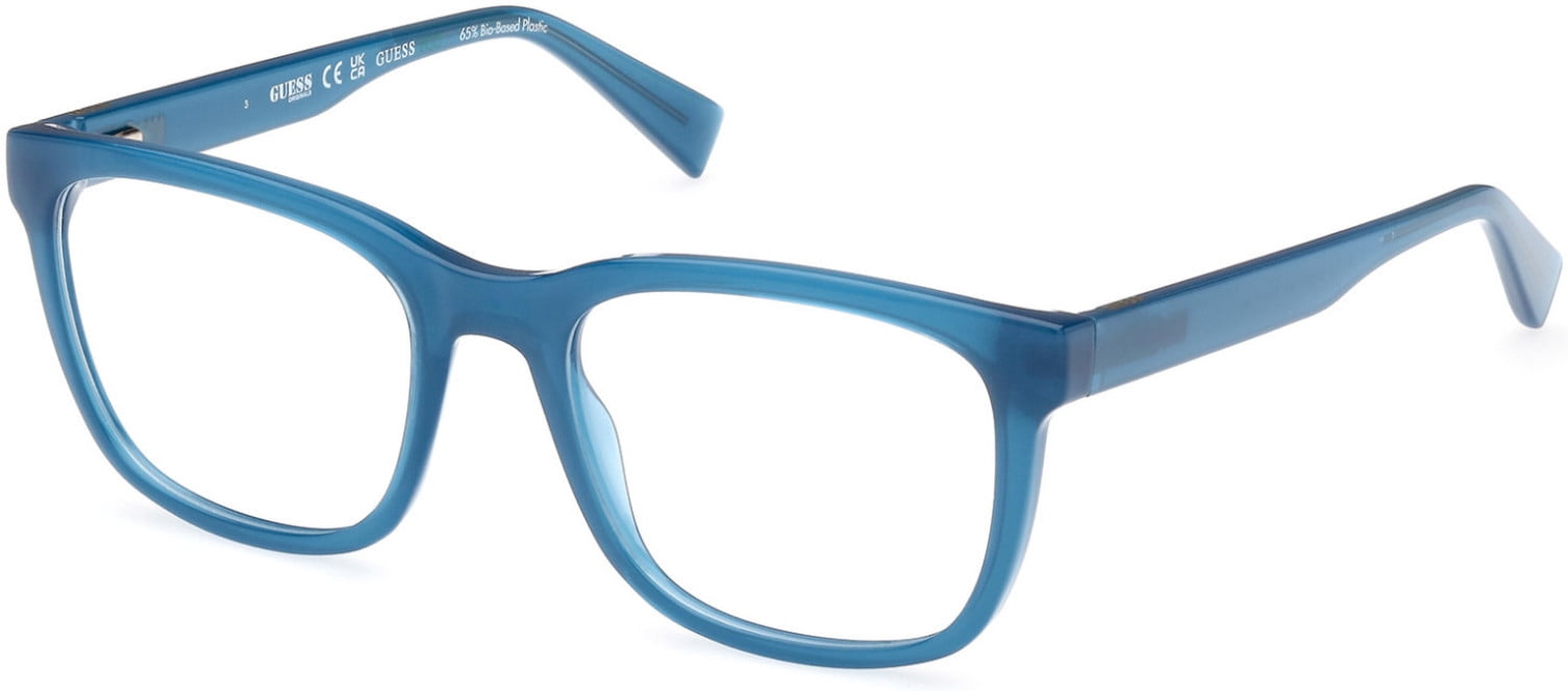 Guess GU8281 090 Unisex Shiny Blue Plastic Square Frame Eyeglasses ...