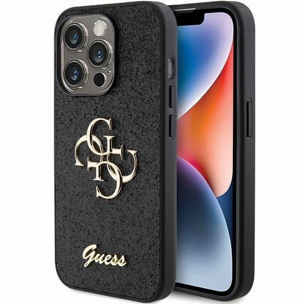 Guess Glitter Script Big 4G Case for iphone 15 Pro 6.1" Black ...