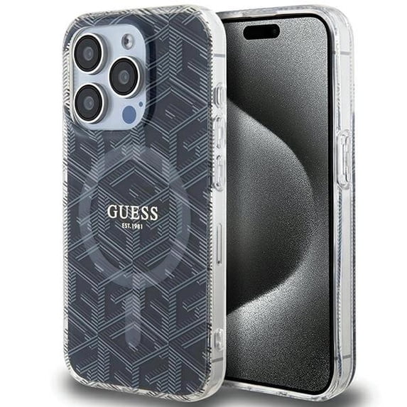 Guess IML GCube with MagSafe Hard Case for iphone 15 Pro Max 6.7" Black ...