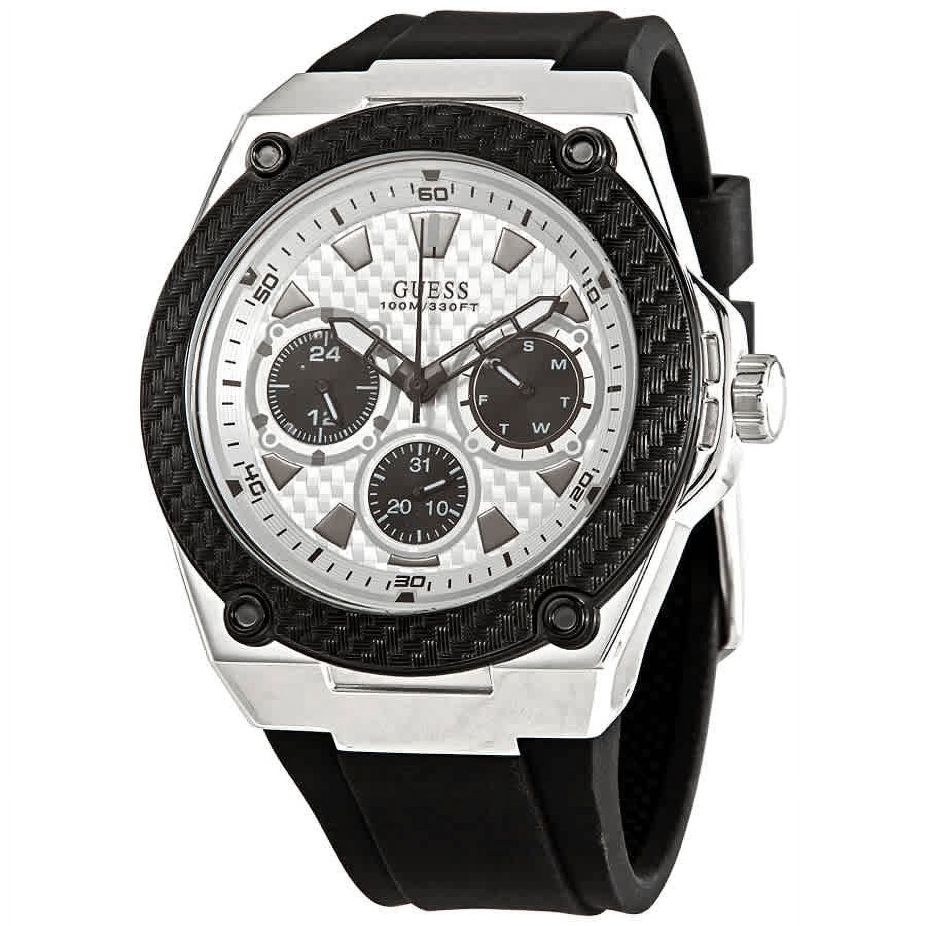 Guess Legacy Quartz White Dial Black Rubber Men's Watch W1049G3 ...