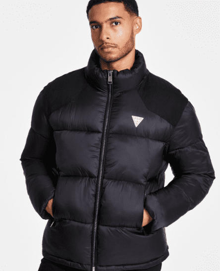 Guess Men's Black Larry Fabric Block Puffer Jacket, Small - Walmart.com