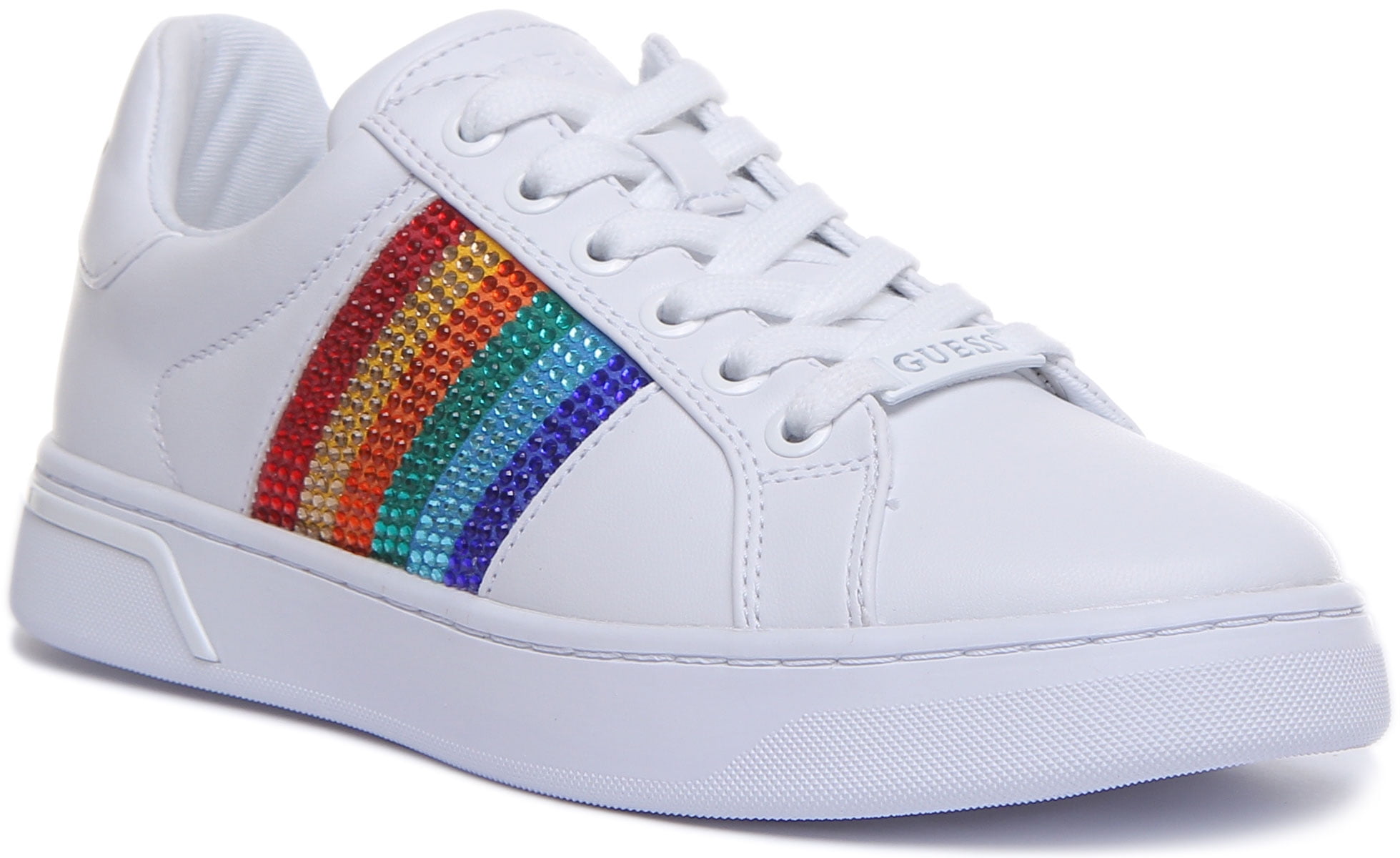 Guess Rollin Active Women's Lace Up Synthetic Rhinestone Sneakers In ...