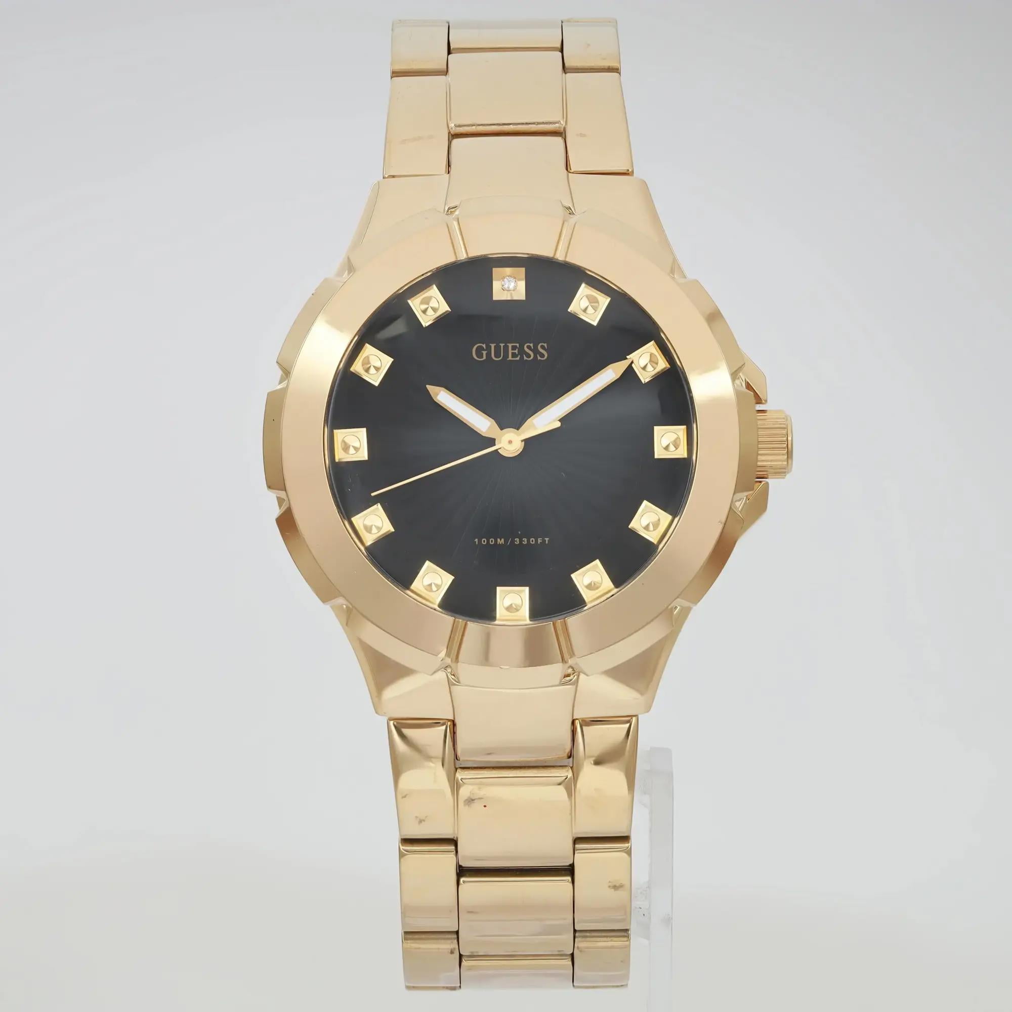 Pre-Owned Guess Rush 42mm Black Crystal Dial Steel Quartz Mens Watch ...