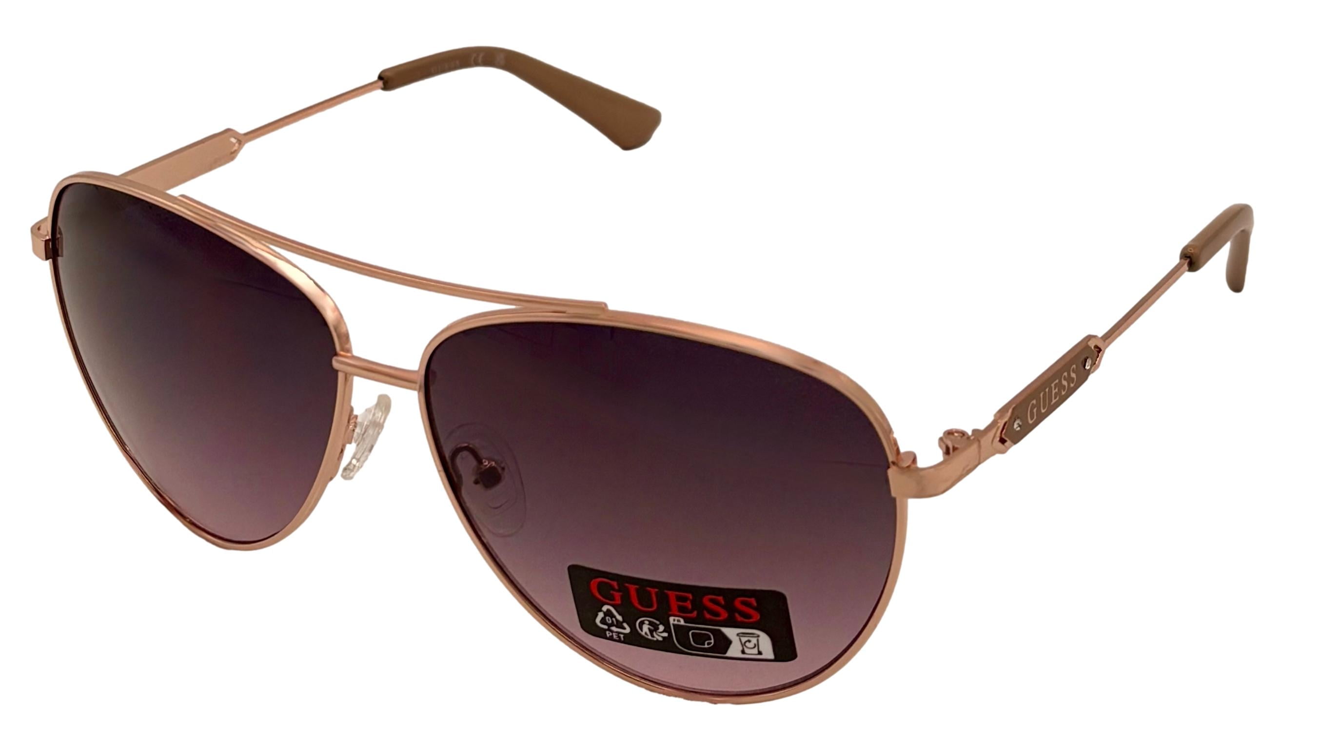 Guess Sunglass Mens Rose Gold Metal Aviator, Smoke Gradient Lens ...