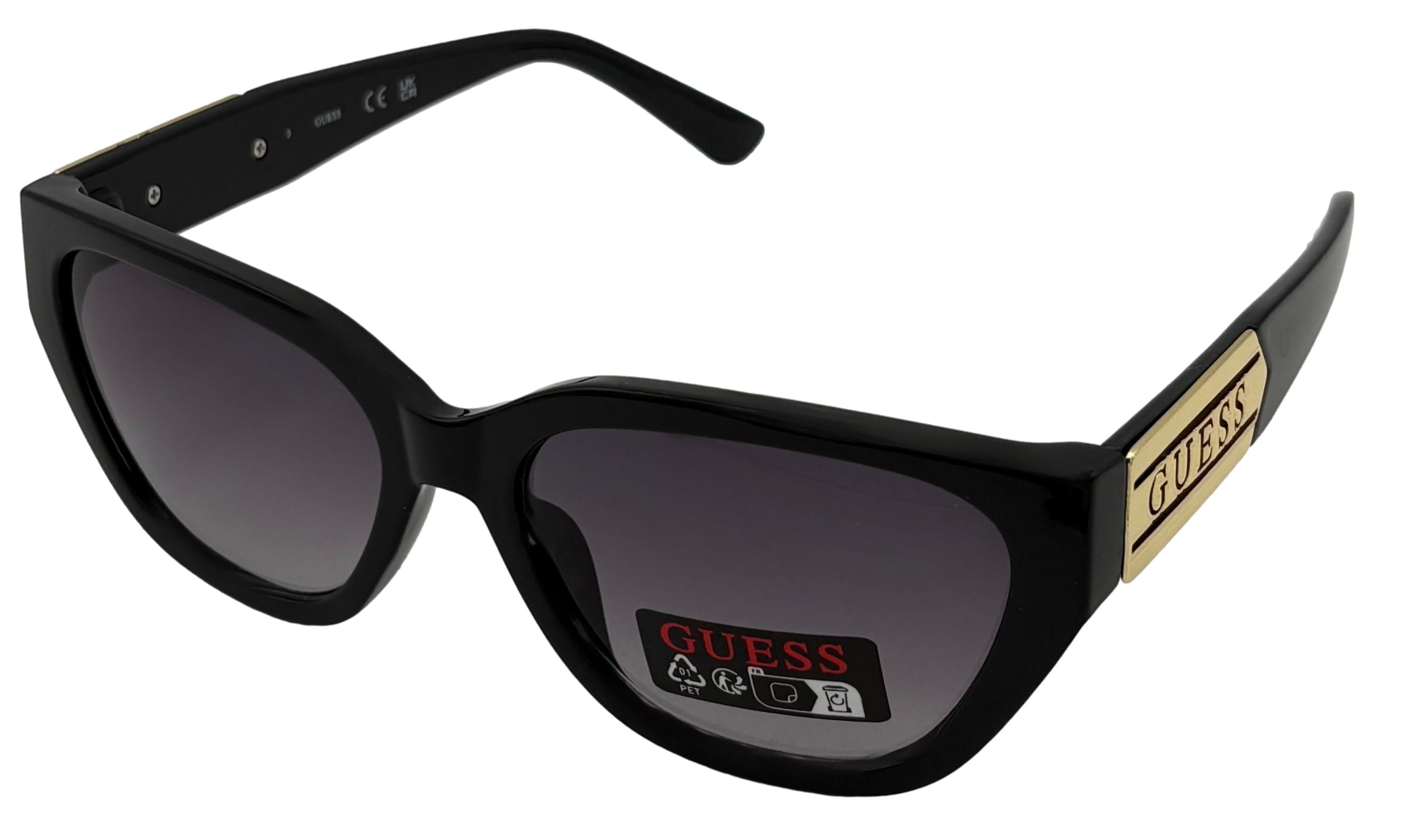 Guess Sunglass Womens Black Cat Eye Smoke Gradient Lens GO00004 1B ...