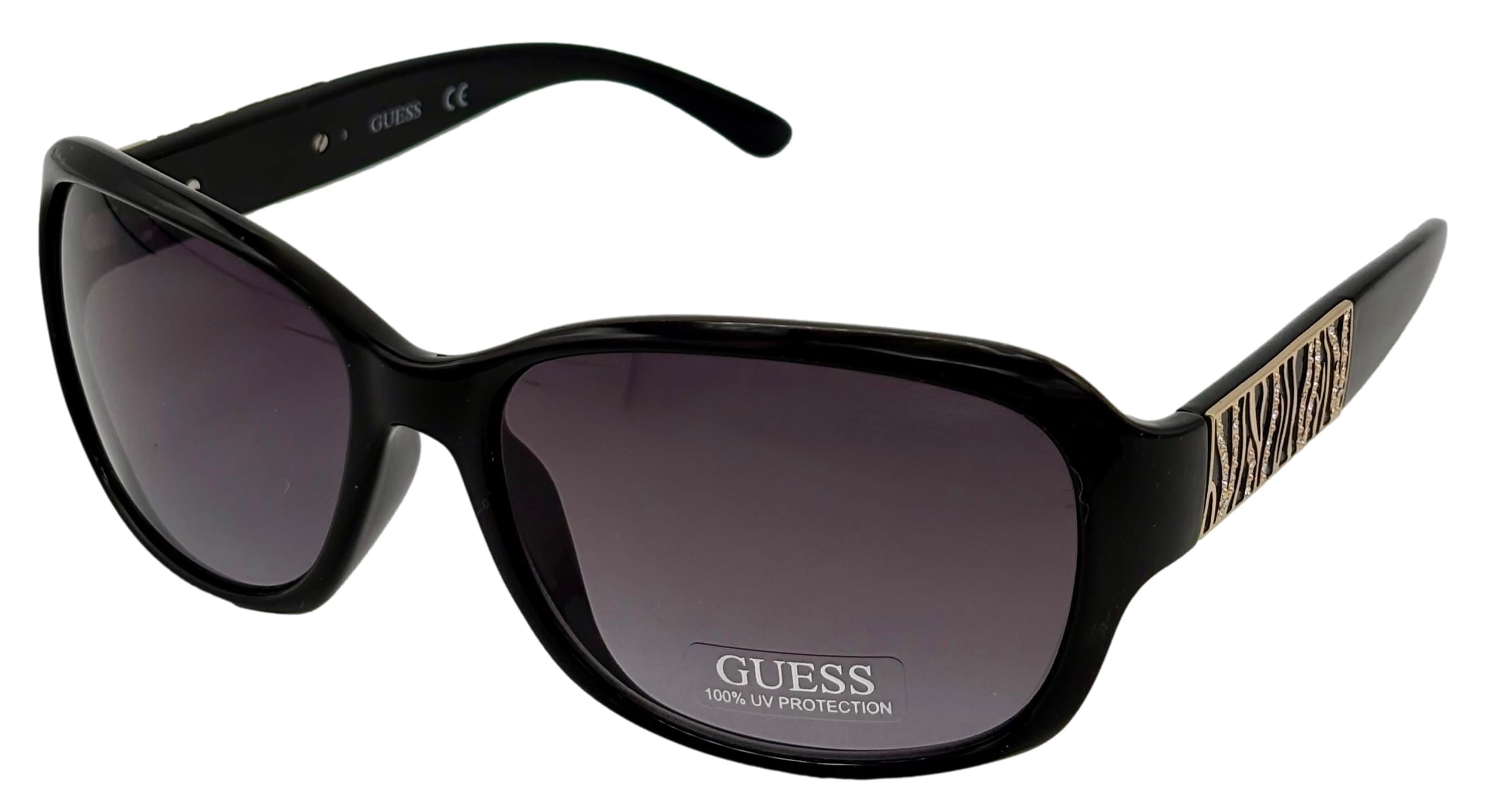 Guess Sunglass Womens Shiny Black Oversize Rectangle Plastic, GF0395 ...