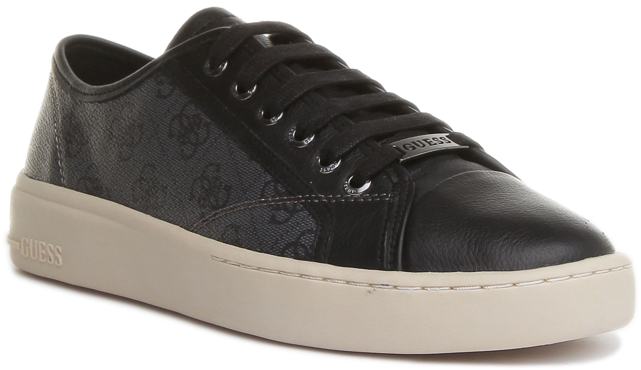 Guess Verona Men's Low Top Lace Up Leather Casual Sneakers In Black ...