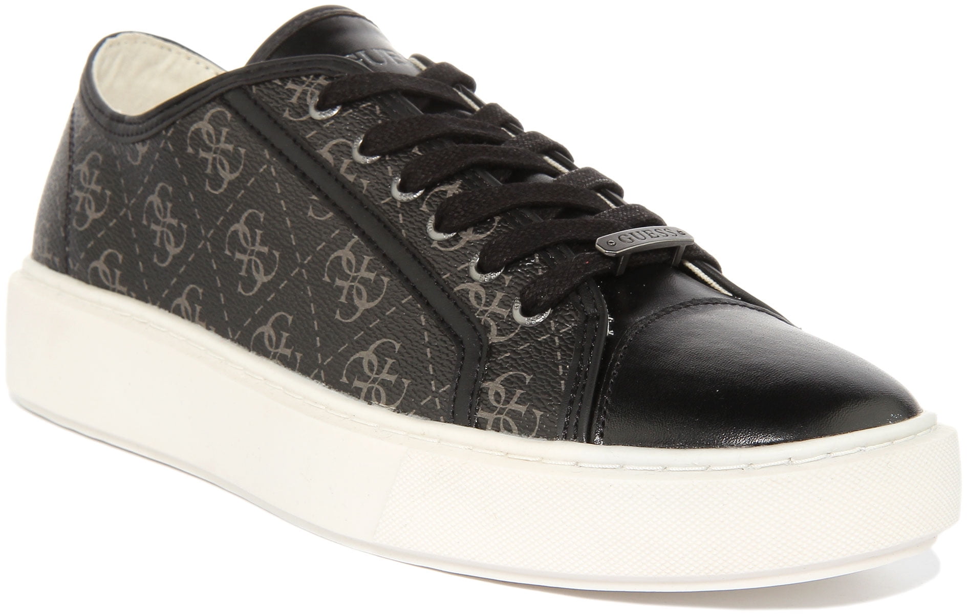 Guess Vice Men's Lace Up 4G Logo Print Synthetic Trainers In Coal Size ...