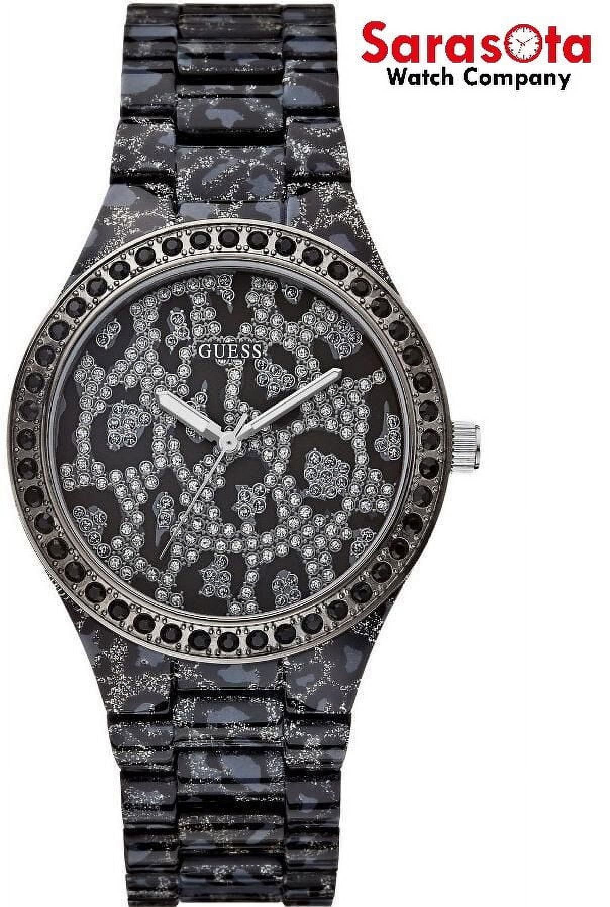 Guess W0015L1 Steel Case Resin Band Seductive Leopard Print Quartz ...