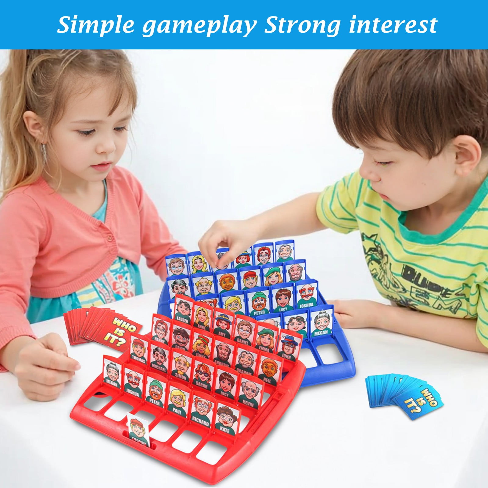 Guess Who? Easy to Load Frame,Double-Sided Character Sheet,2 Player ...