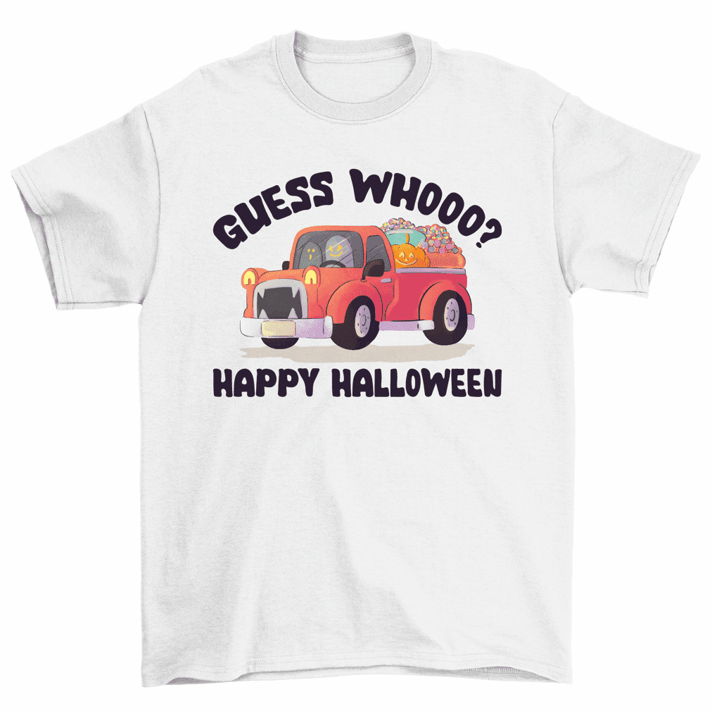 Guess Whooo Happy Halloween T-Shirt Ghost Drivers Truck Holiday T-Shirt ...