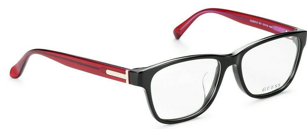 Guess Women Eyeglasses Square GU2597-D/V-001 Black Red Frame / Demo ...