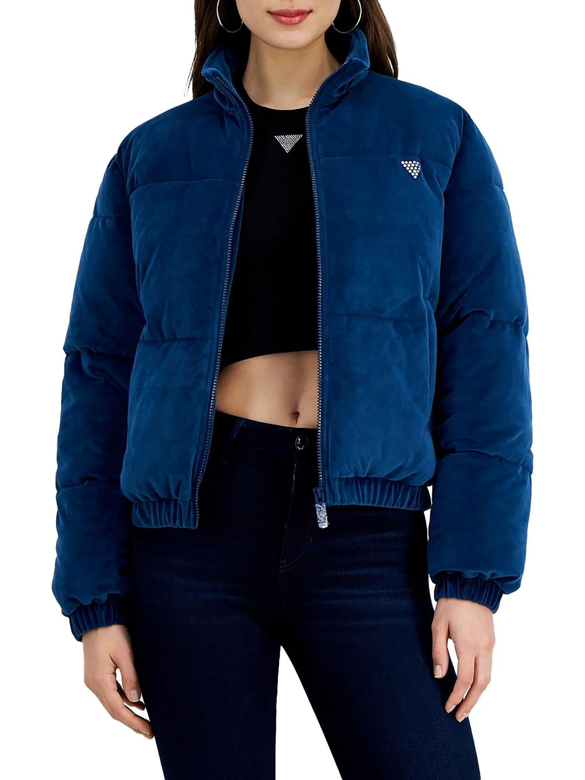 Guess Womens Couture Embellished Velvet Puffer Jacket - Walmart.com