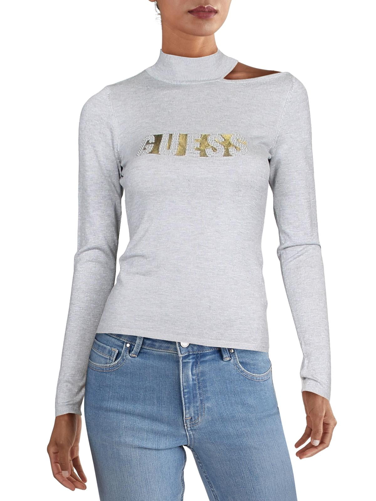 Guess Womens Embellished Logo Pullover Sweater - Walmart.com