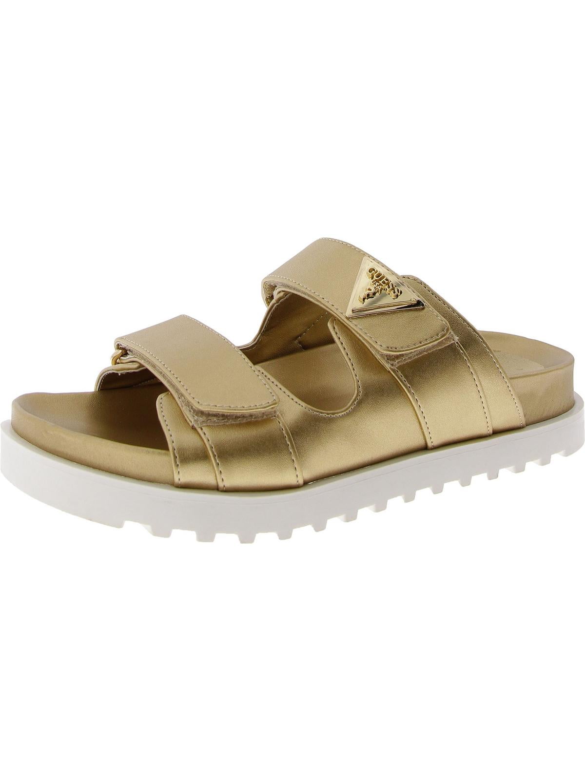Guess Womens Fabula Faux leather Flat Slide Sandals - Walmart.com