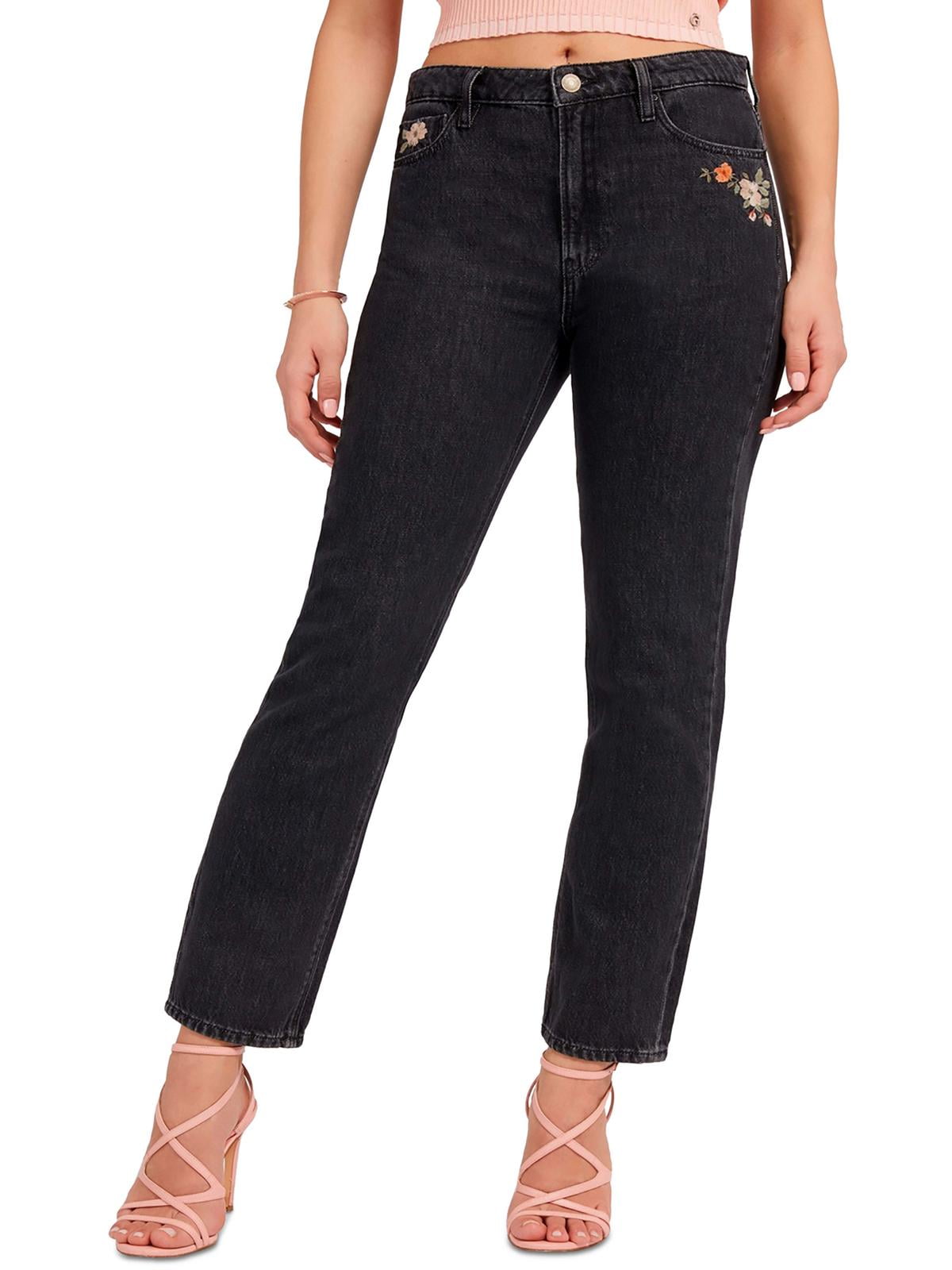 Guess Womens High Rise Dark Wash Straight Leg Jeans - Walmart.com