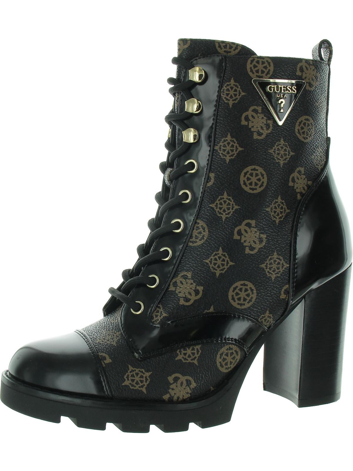 Guess Womens Neadyn Patent Lug Sole Combat & Lace-Up Boots - Walmart.com