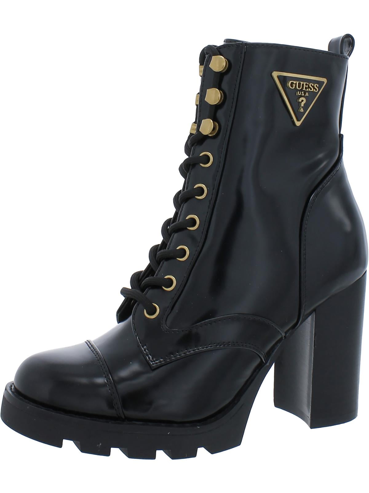 Guess Womens Neadyn Patent Lug Sole Combat & Lace-Up Boots - Walmart.com