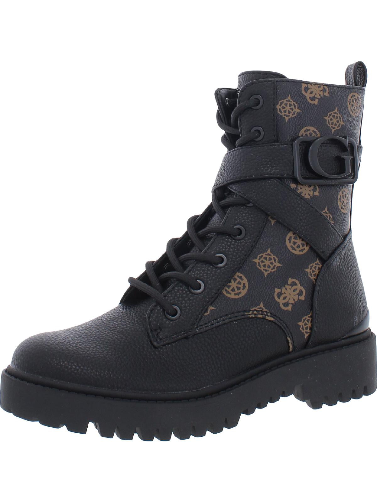 Guess Womens Orana Zipper Faux Leather Combat & Lace-up Boots - Walmart.com