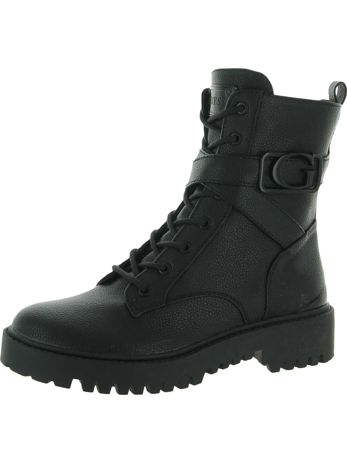 Guess Womens Orana Zipper Faux Leather Combat & Lace-up Boots - Walmart.com