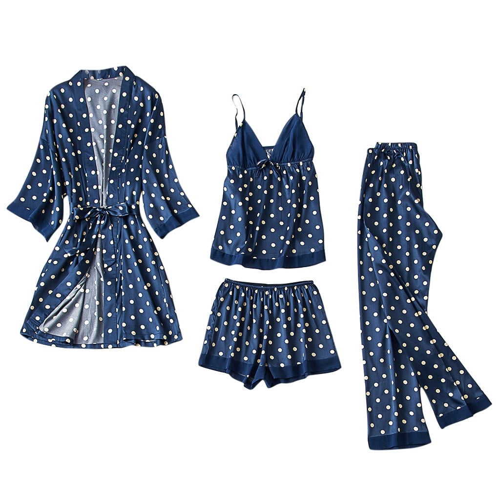 GuessLookry 2023 Short Sleeve CamisoleWomen Satin Silk Pajamas Cardigan ...