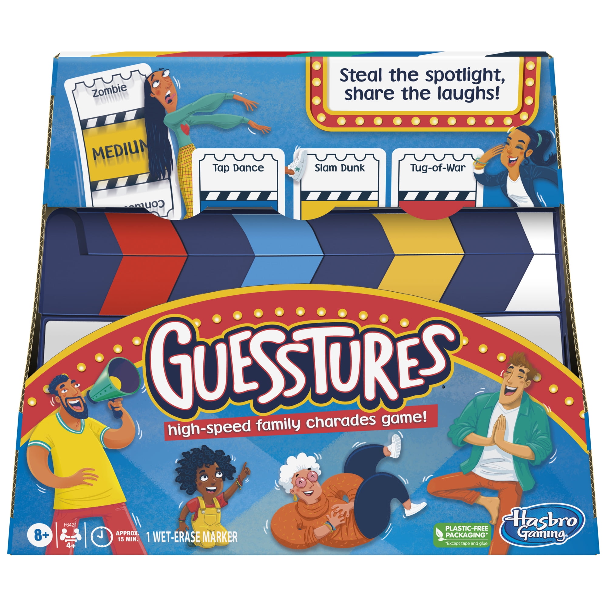 Guesstures High-Speed Family Charades Board Game, Family Games for 4 ...
