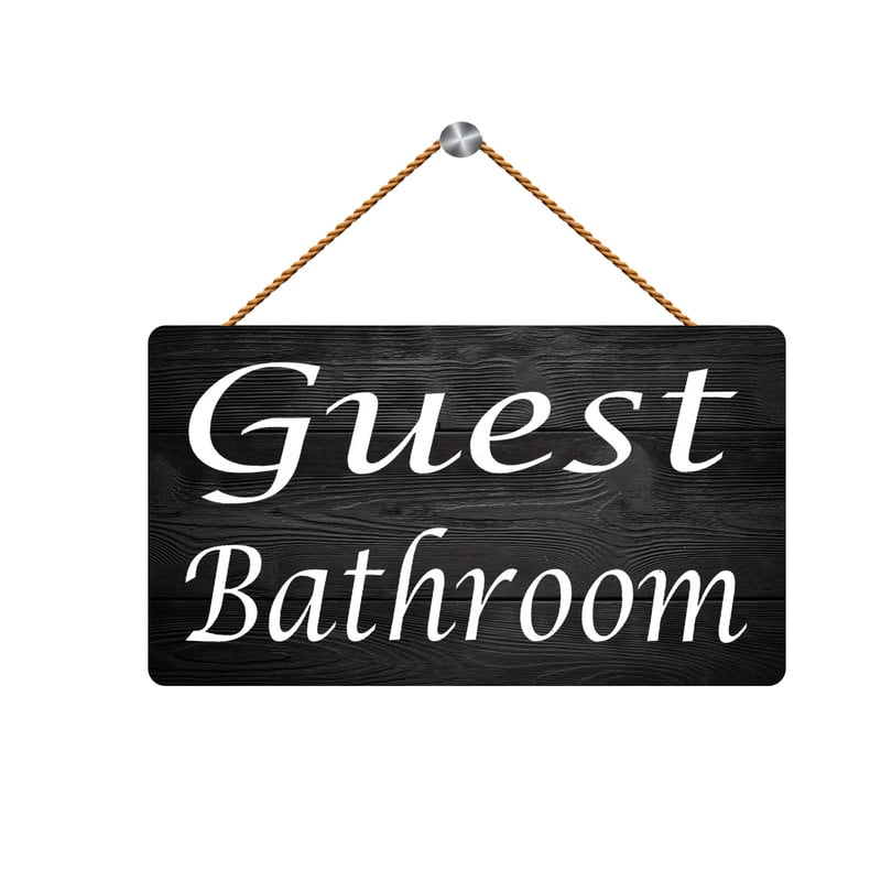 Guest Bathroom Bathroom Restroom Out House Hanging Wood Sign 12 X 6 ...