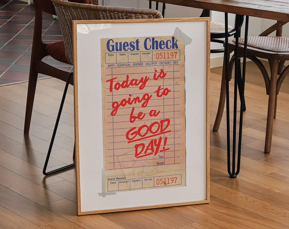 Guest Check Art Print, Trendy Kitchen Wall Art, Dorm Art Print, Guest ...