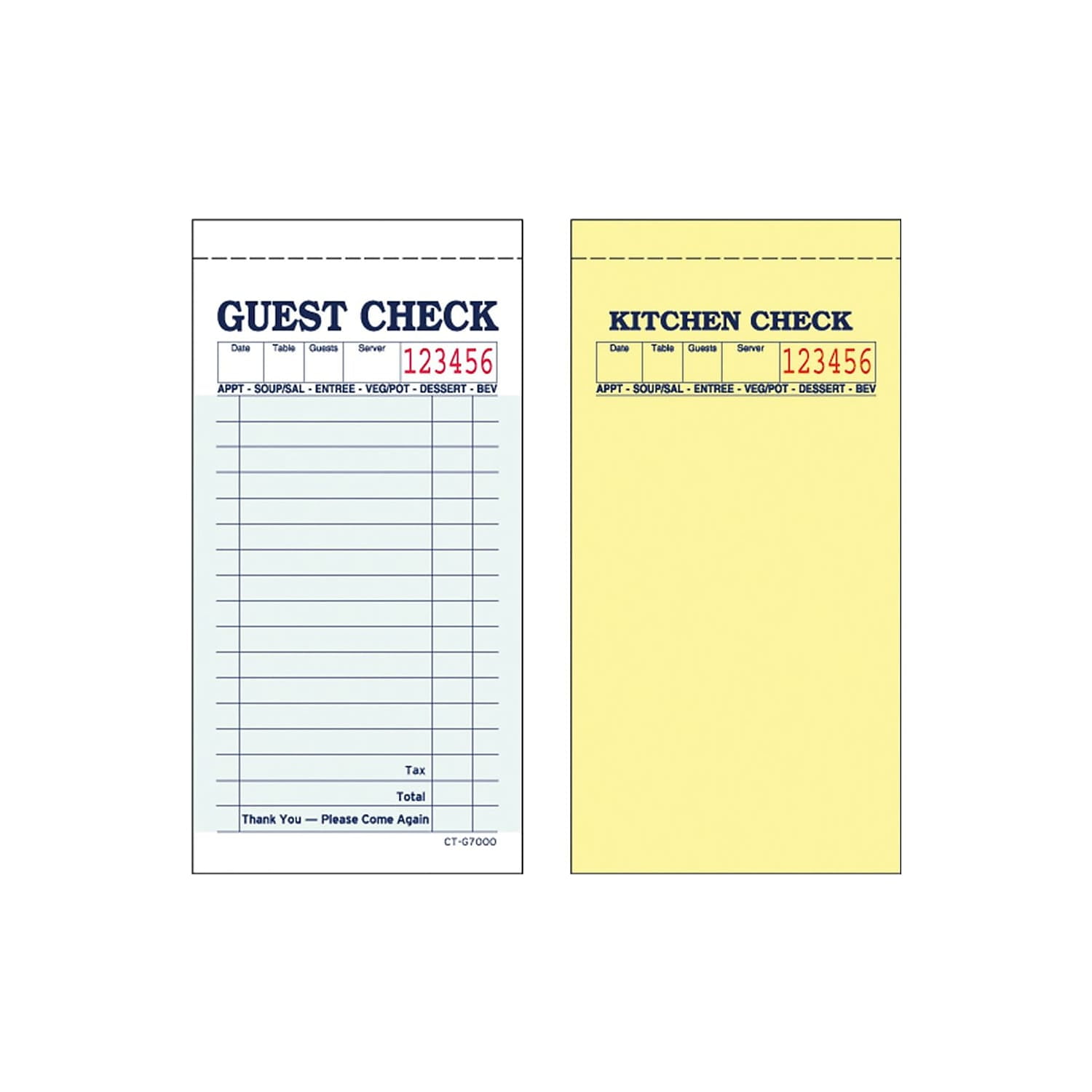 Guest Check Book 2 Part Green 17 Line, 55G | 50 checks per book | 50 ...