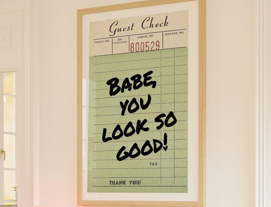 Guest Check Fine Art Print Trendy Wall Art Prints Retro Guest Check Poster You Look So Good ...