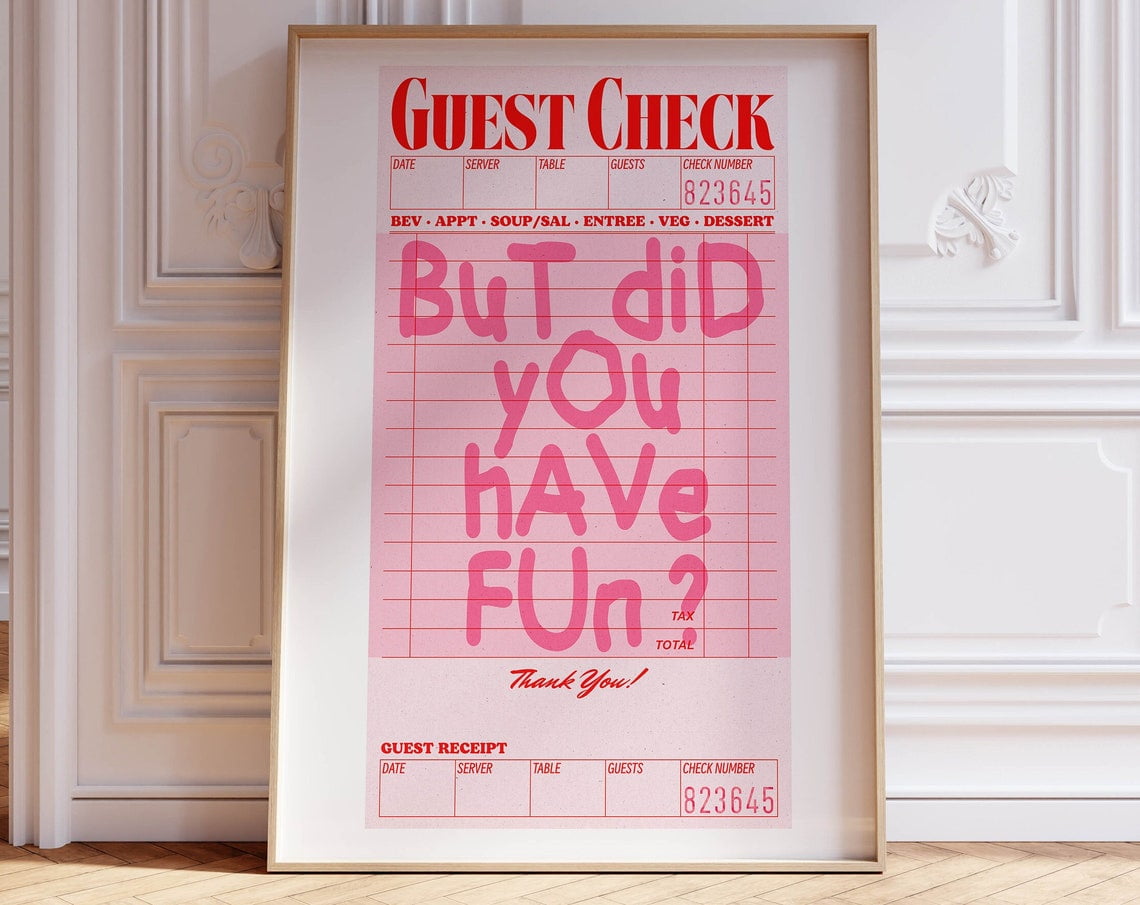 Guest Check Groovy Poster College Apartment Decor Aesthetic, Trendy ...