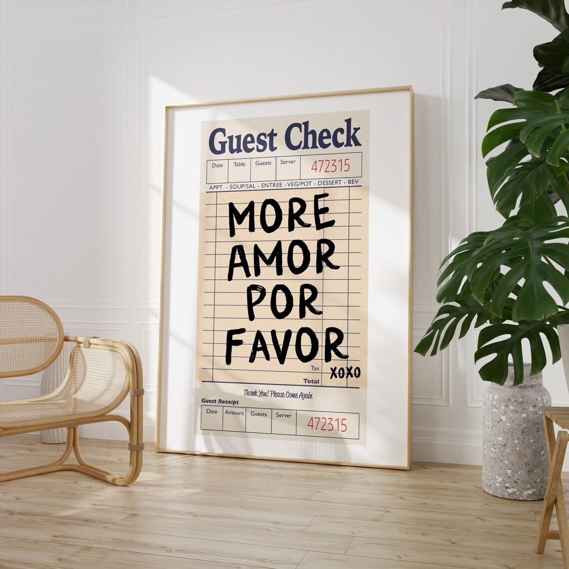 Guest Check Poster, More Amor Por Favor, Love Poster, Guest Check ...