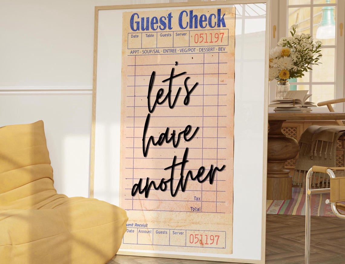 Guest Check Poster What If We Grab One More Drink Funky Bar Cart Prints ...