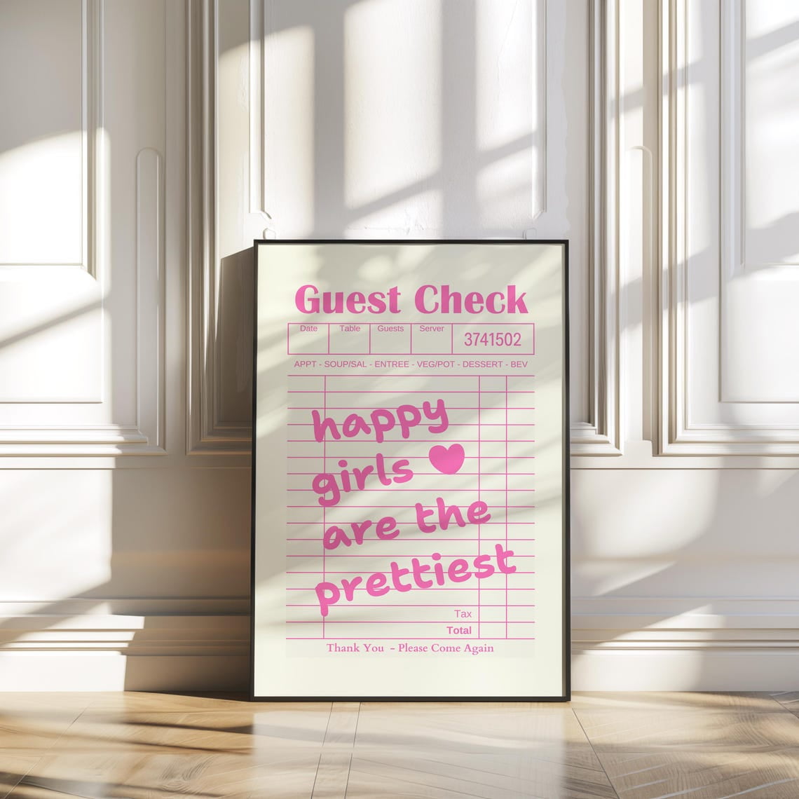 Guest Check Poster, Guest Check Print, Retro Wall Art, Girly Positivity ...