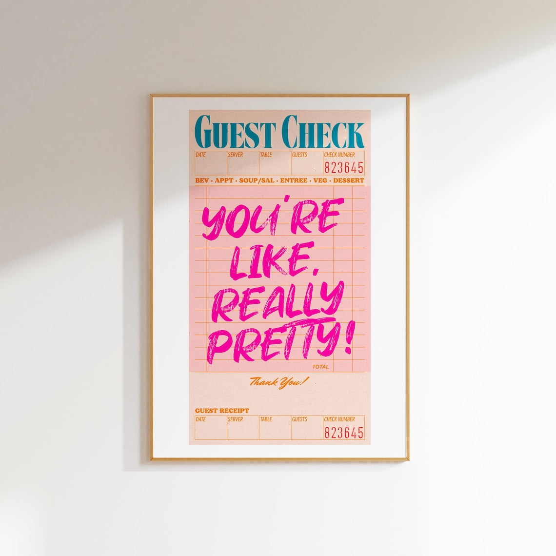 Guest Check Print Affirmation Poster Preppy Wall Art Dorm Room Decor ...